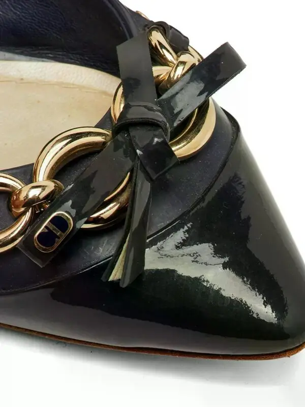 Dior Leather Bow Detail Pointed Toe Ballet Flats