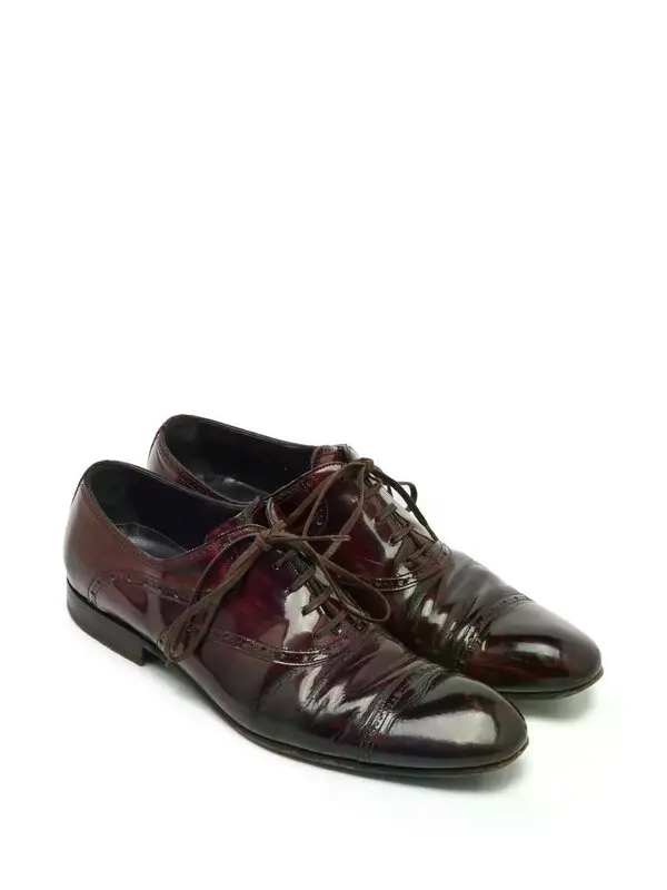 Dolce & Gabbana Burgundy Leather Brogue Oxford Shoes