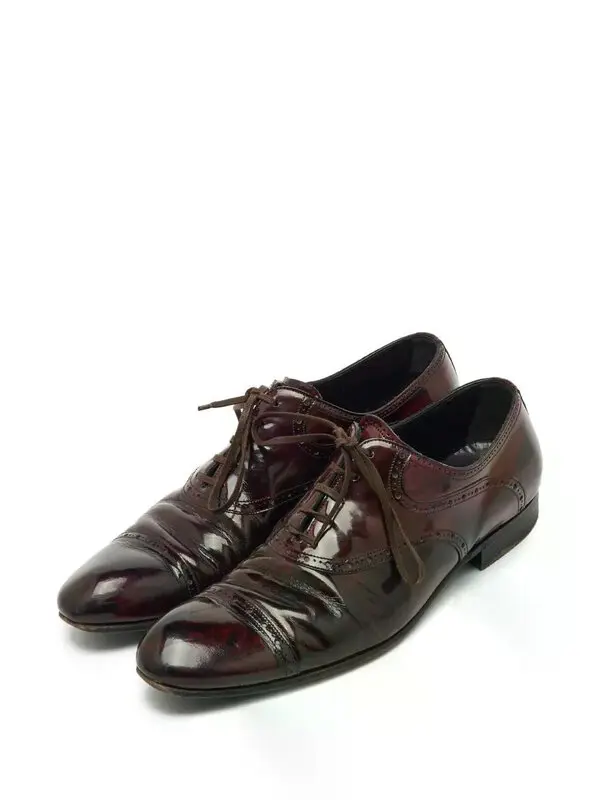 Dolce & Gabbana Burgundy Leather Brogue Oxford Shoes