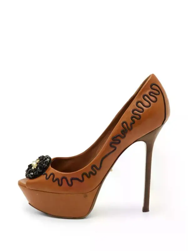 SERGIO ROSSI Embellished Peep-toe Pumps