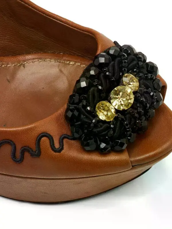 SERGIO ROSSI Embellished Peep-toe Pumps
