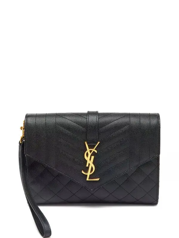 Saint Laurent Monogram Matelassé Clutch - Black