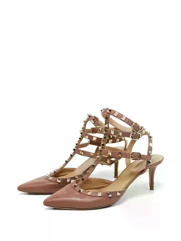 Valentino Garavani Rockstud Ankle-strap Pumps - Neutrals