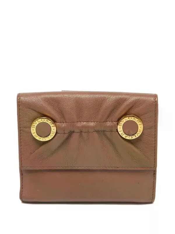 BVLGARI Engraved-ring Leather Wallet - Brown