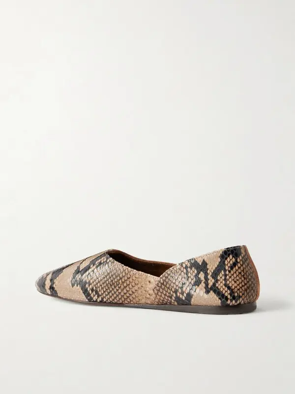 Khaite Jane Suede And Snake-effect Leather Moccasins - Neutrals