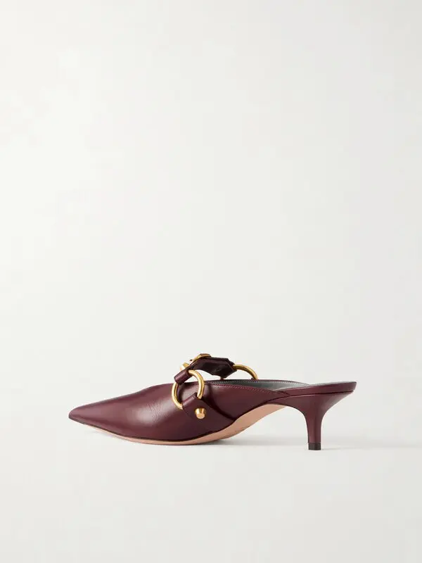 Balenciaga City Embellished Leather Mules - Red