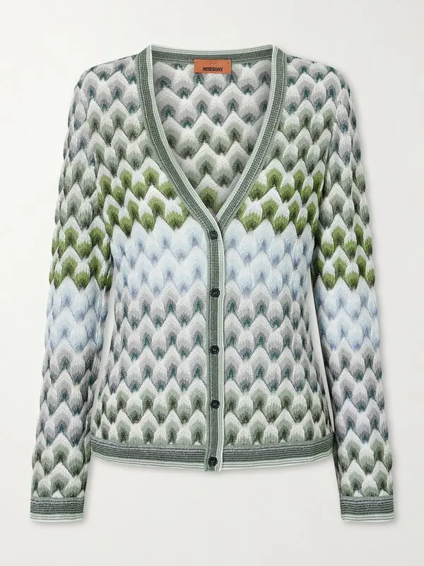 Missoni Striped Metallic Crochet-knit Cardigan - Multi