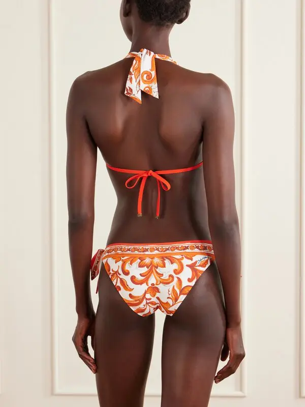 Dolce & Gabbana Maiolica Knotted Halterneck Bikini