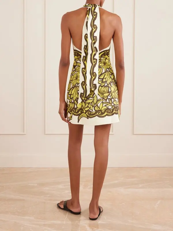 ALEMAIS Mona Floral-print Hemp Mini Dress