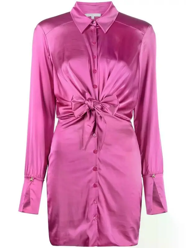 Patrizia Pepe Orchid High-shine Finish Front Knot Shirt Dress - Purple