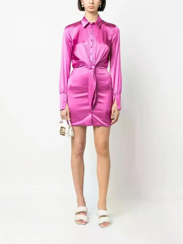 Patrizia Pepe Orchid High-shine Finish Front Knot Shirt Dress