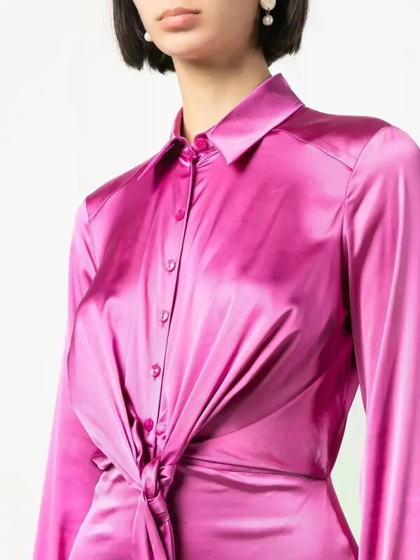 Patrizia Pepe Orchid High-shine Finish Front Knot Shirt Dress