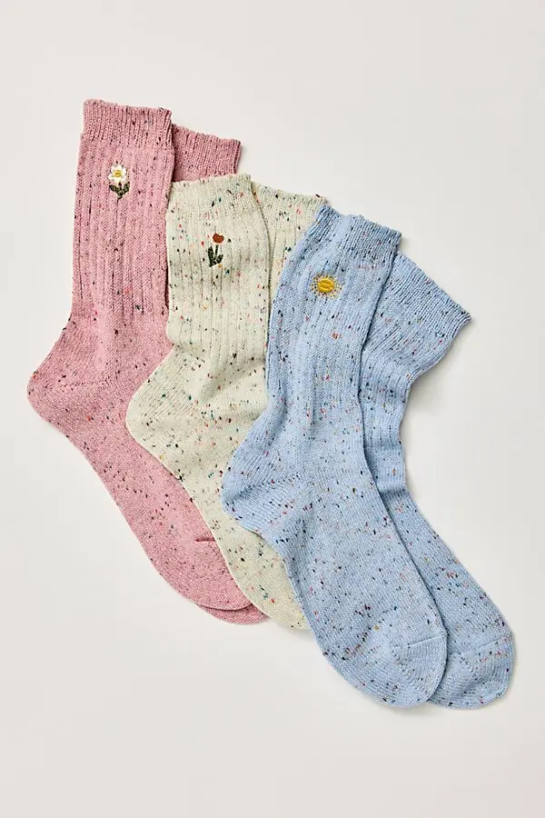 Free People Halcyon Heritage Sock Pack Set Of 3 - Garden Pack