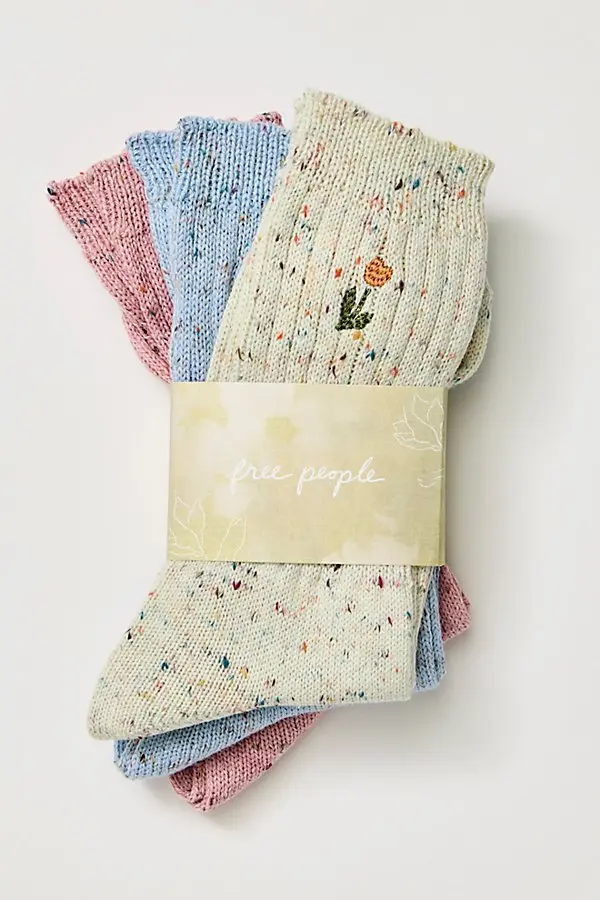 Free People Halcyon Heritage Sock Pack Set Of 3 - Garden Pack