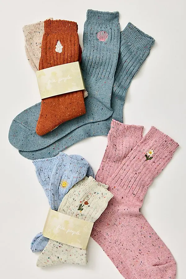 Free People Halcyon Heritage Sock Pack Set Of 3 - Ocean Park