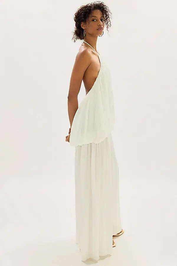 THIRD FORM Draped Halter Maxi Dress - Cloud