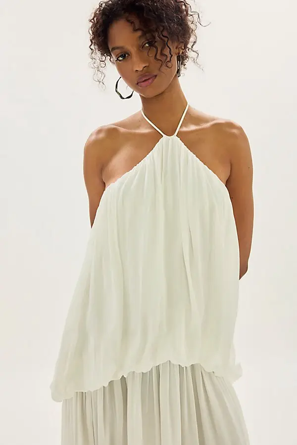 THIRD FORM Draped Halter Maxi Dress - Cloud