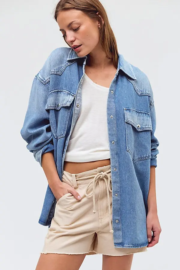 AGOLDE Lotta Denim Shirt - Script