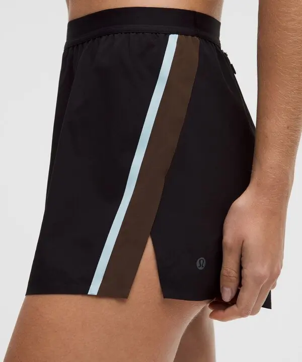 Lululemon High-rise Split Short 3 Running Shorts - Black/walnut Crunch/foam Cloud