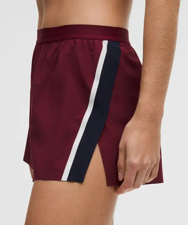 Lululemon High-rise Split Short 3 Running Shorts - Burgundy Bay/true Navy/light Ivory