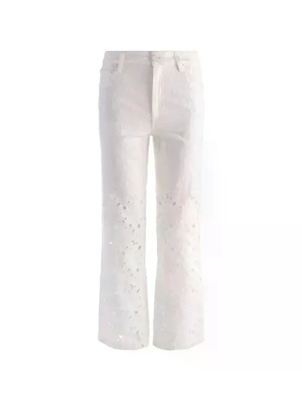 Alice + Olivia Chic Laser-cut Straight-leg Jeans - Neutrals