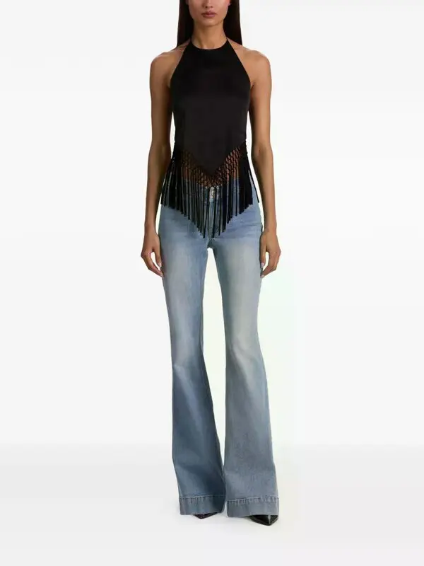 Alice + Olivia Greta Handkerchief Blouse With Fringe Trim