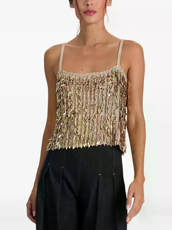 Alice + Olivia Nicolette Sequin Embellished Tank Top