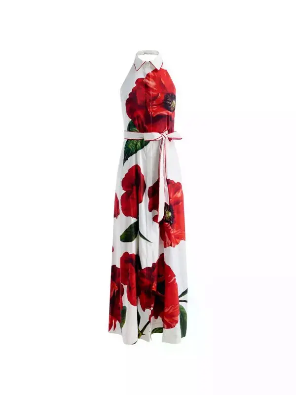 Alice + Olivia Floral-print Halterneck Maxi Dress - White