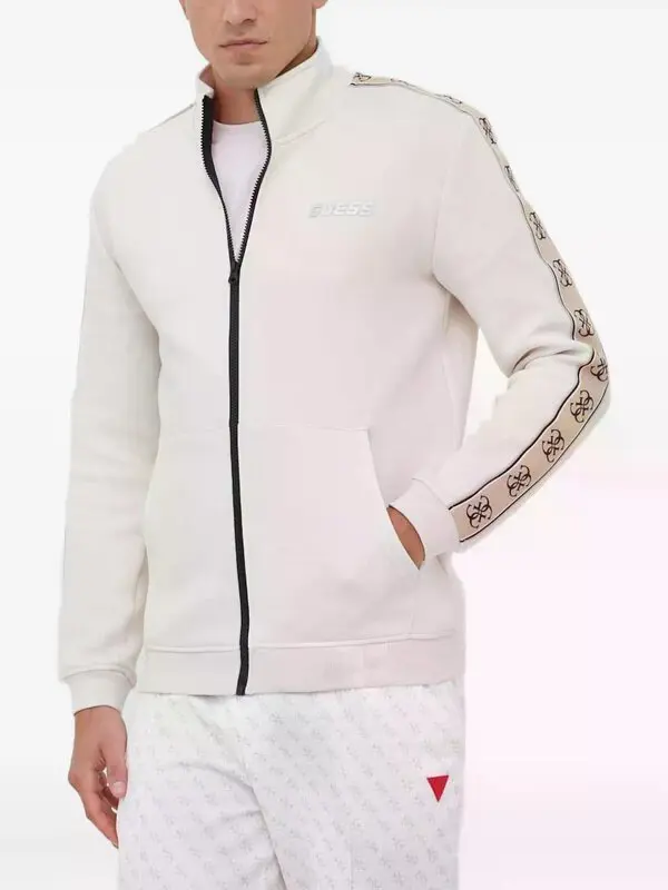 Guess Logo Tape Zip Up Sweatshirt