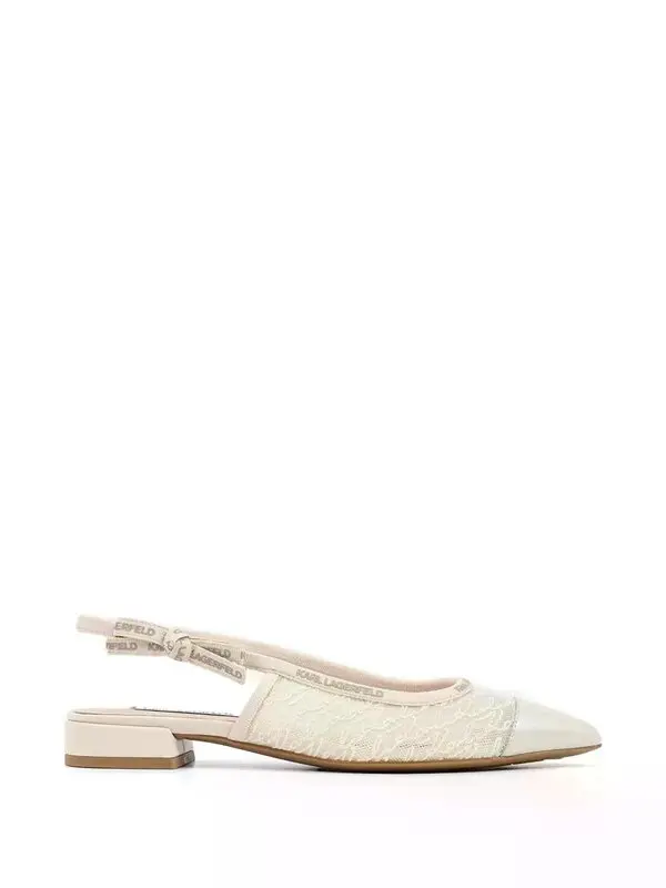 Karl Lagerfeld Monogram-lace Slingback Pumps - Neutrals
