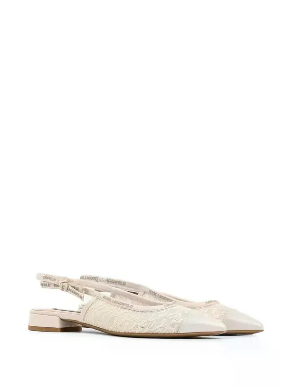 Karl Lagerfeld Monogram-lace Slingback Pumps