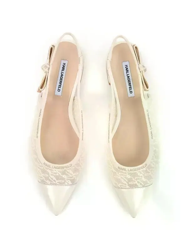 Karl Lagerfeld Monogram-lace Slingback Pumps