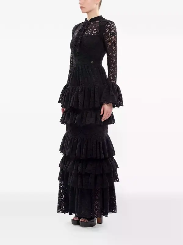 SAIID KOBEISY Lace Pattern Ruffled Maxi Dress