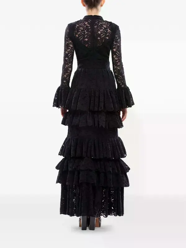 SAIID KOBEISY Lace Pattern Ruffled Maxi Dress