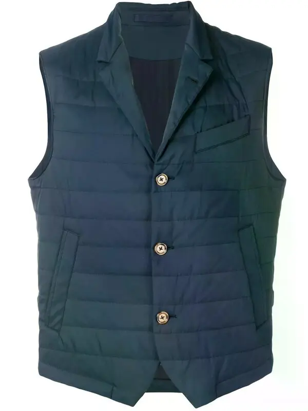 Eleventy Quilted Gilet - Blue