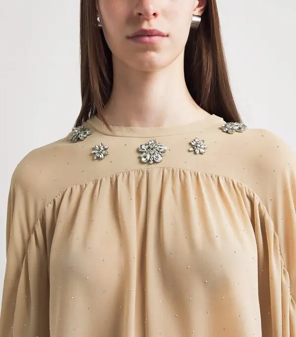Maje Embellished Chiffon Cape Top