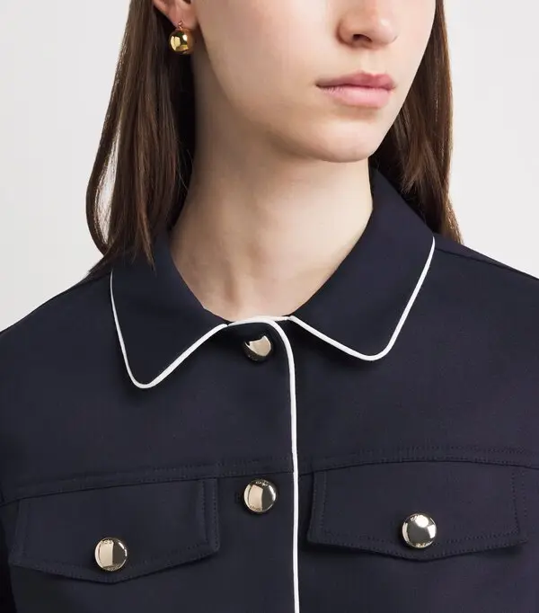 Maje Cropped Jacket With Gold-tone Buttons And Contrast Trim