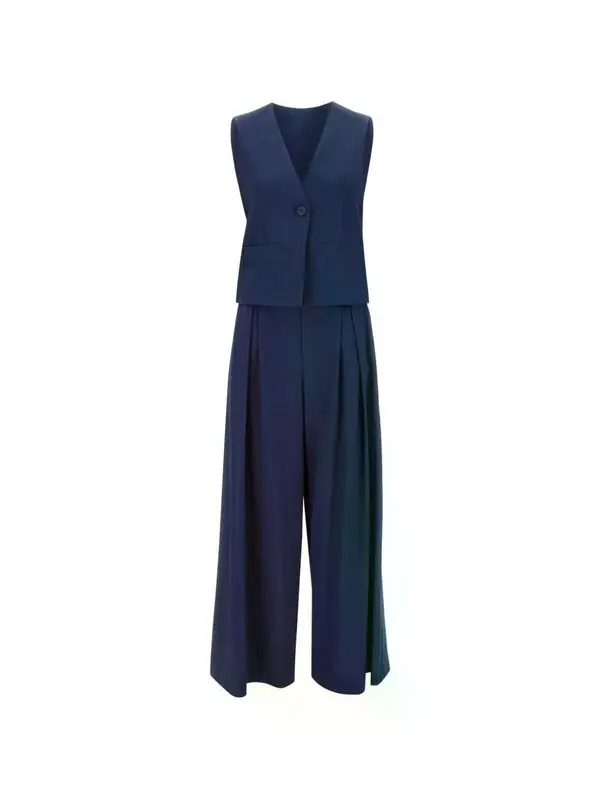 KAOS V-neck Sleeveless Vest And Wide-leg Trousers Two-piece Suit - Blue