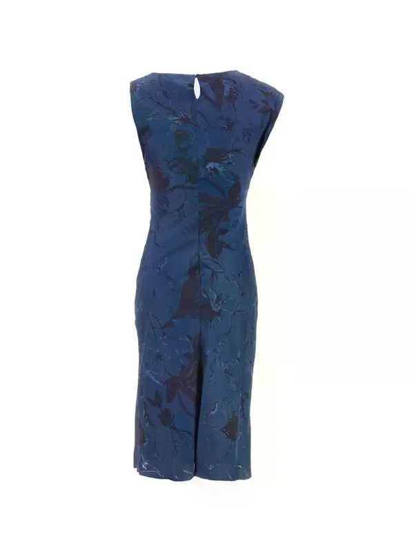 KAOS Icona Floral-jacquard Asymmetric Neck Midi Dress
