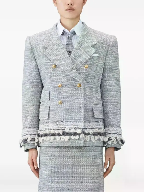 Thom Browne Roped-shoulder Tweed Jacket - Grey