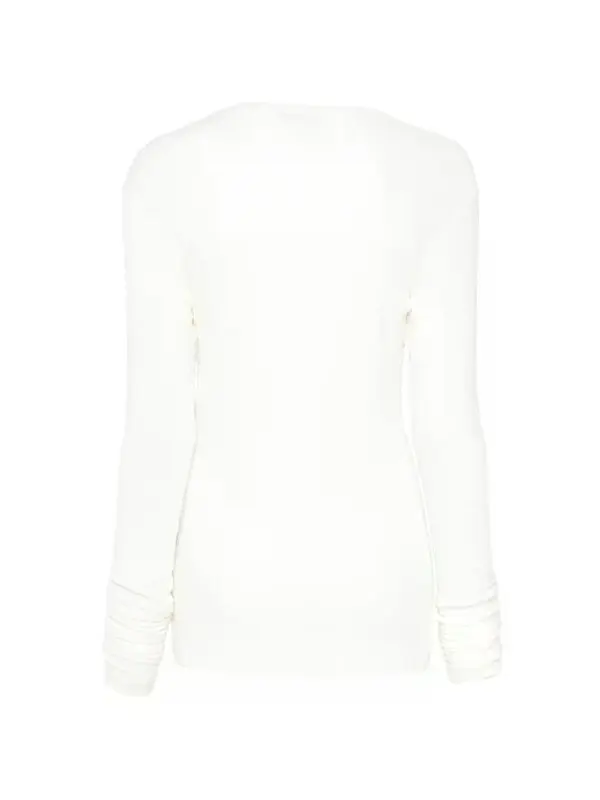 ANN DEMEULEMEESTER Ribbed Knit Crew Neck Long Sleeve Top