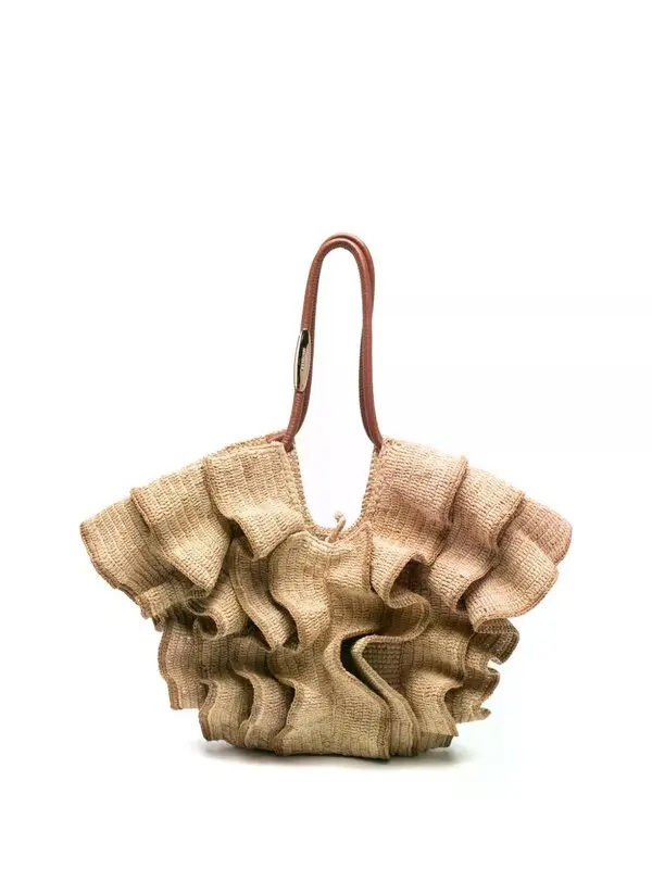 Zimmermann Medium Goldentime Ruffled Detail Tote Bag - Neutrals