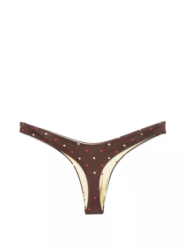 Frankies Bikinis Full Moon Polka-dot Bikini Bottoms - Brown