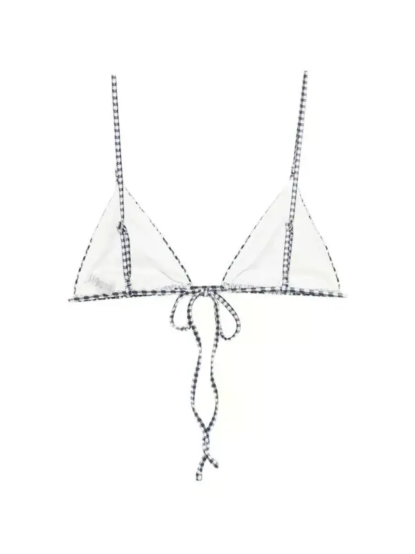 Frankies Bikinis Elena Gingham Lace-trim Bikini Top