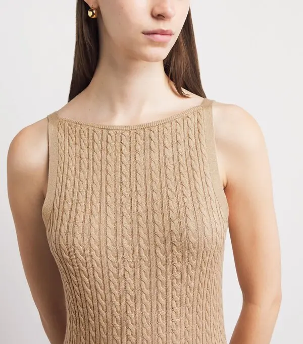 Soft Goat Silk-cashmere Cable-knit Midi Dress - Brown