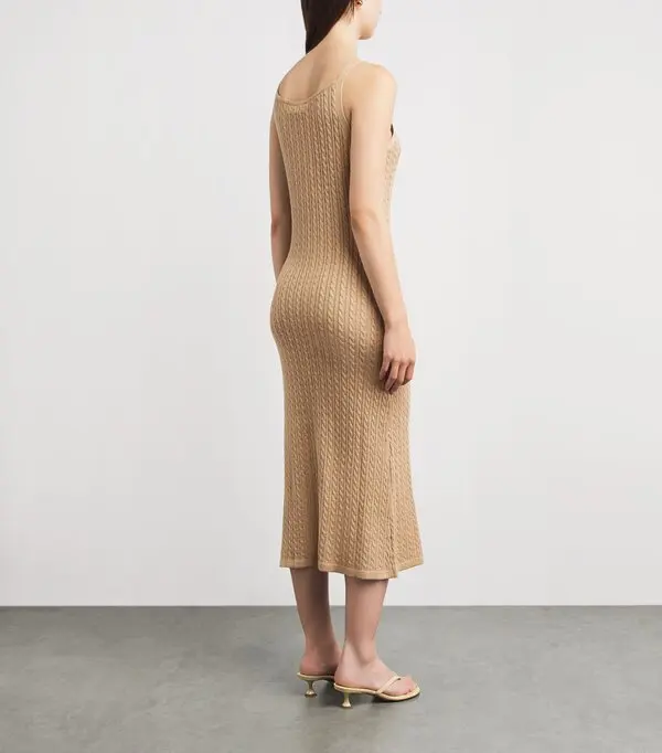 Soft Goat Silk-cashmere Cable-knit Midi Dress - Brown