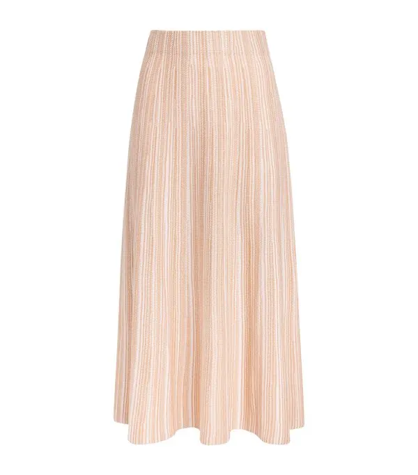 Soft Goat Silk-cashmere Midi Skirt With Stripes