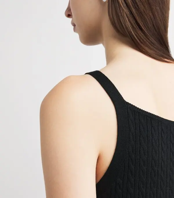 Soft Goat Sleeveless Silk-cashmere Cable-knit Midi Dress - Black