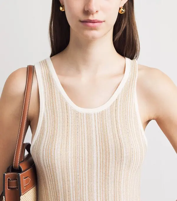 Soft Goat Silk-cashmere Textured Stripe Tank Top