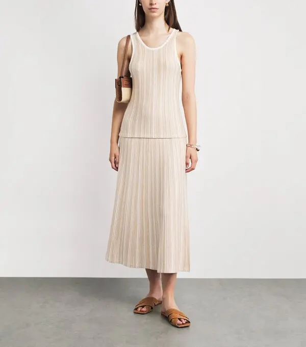 Soft Goat Silk-cashmere Textured Stripe Tank Top